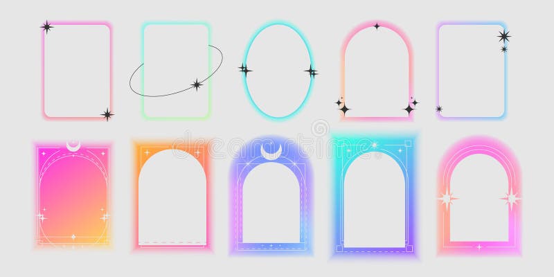 Y2k gradient frame set stock illustration. Illustration of cute - 369214596