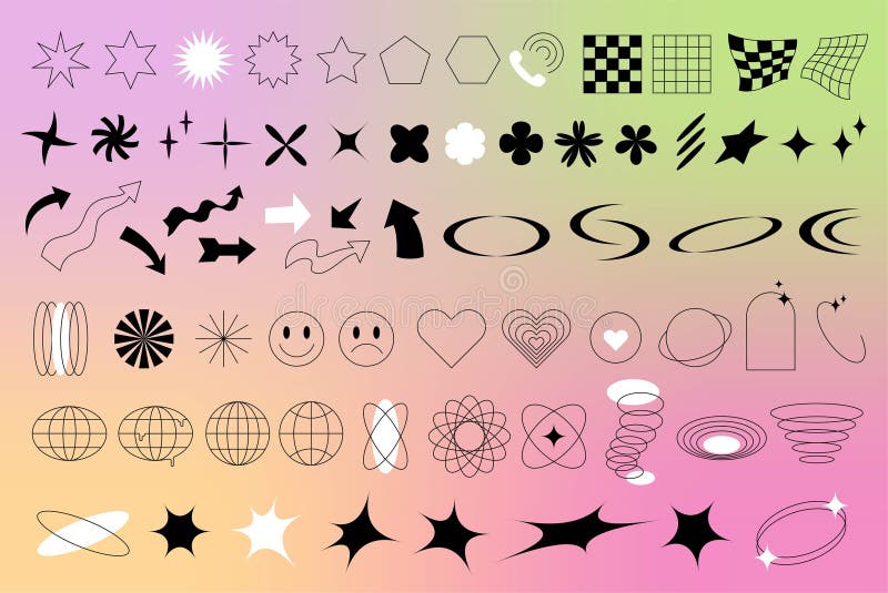 Y2K Graphics Elements stock vector. Illustration of style - 331099704