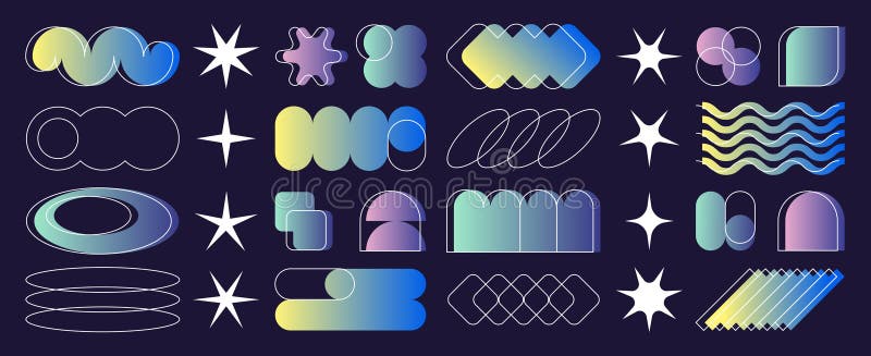 Y2k Inspired Gradient Shape Pack Stock Illustration - Illustration of ...