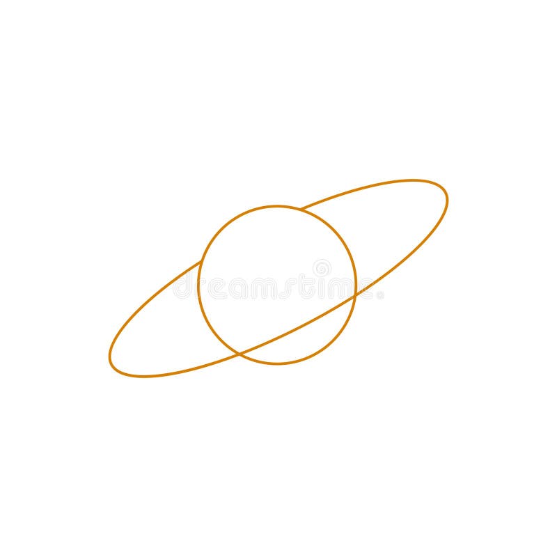 Y2K Linear Cosmic Design Element, Vector Orange Planet Circle with Ring ...