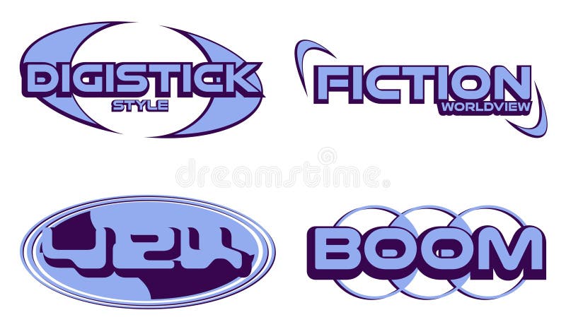 Y2K Logo Type Lettering Graphic Assets Frame Design. Big Collection of ...