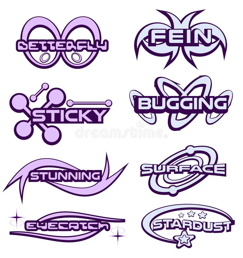 Y2K Logo Type Lettering Graphic Assets Frame Design. Big Collection of ...