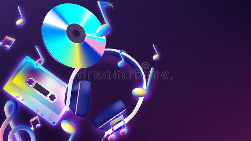 Y2K Music Background Banner Stock Vector - Illustration of techno ...