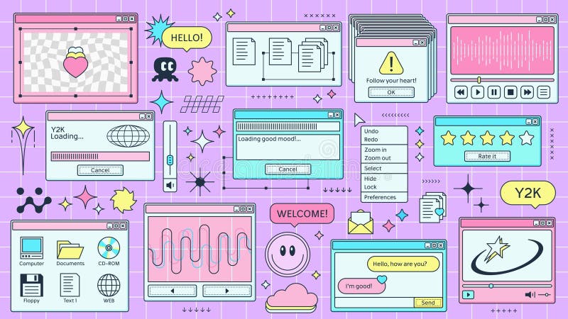 Y2K Retro Browser Windows Page, Computer Interface Stock Illustration ...