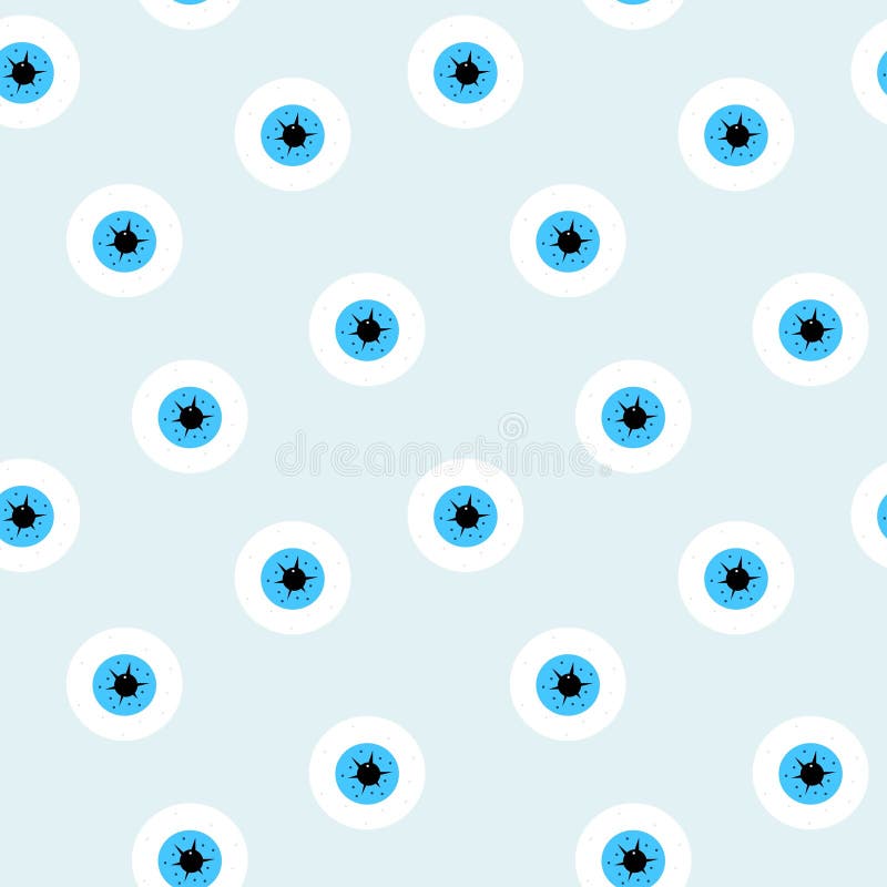 Y2k Seamless Pattern with Blue Isolated Eyes. Doodle Flat Style Drawn ...