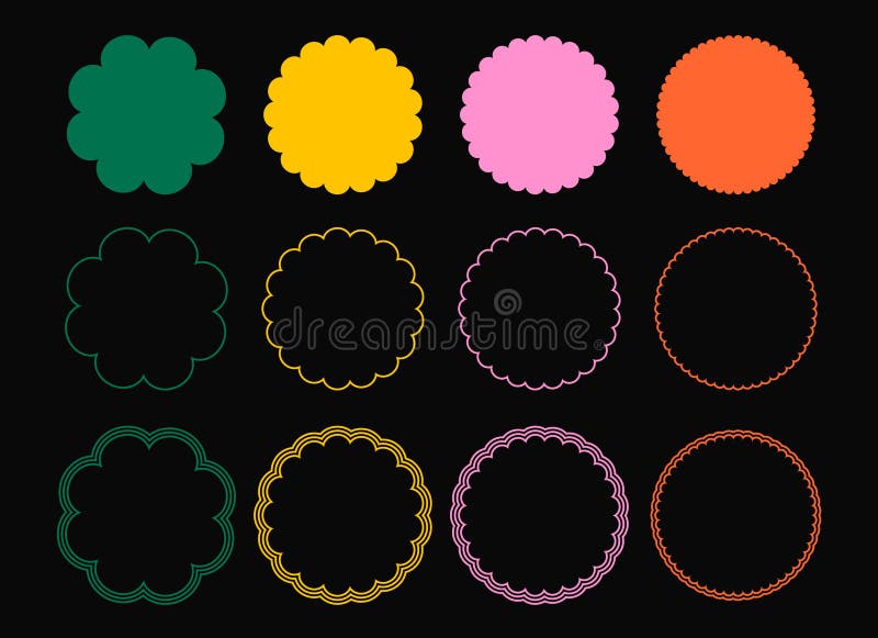 Y2k Squiggle Colorful Circle Border or Frames with Wavy Lines Stock ...