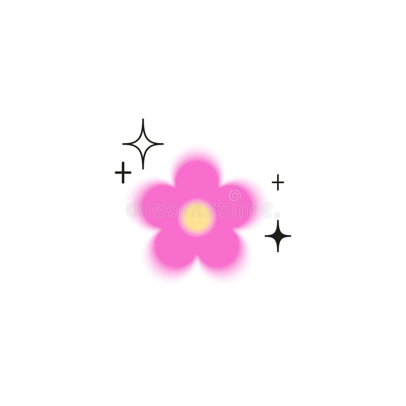 Y2k Style. Gradient Vector, Blurred Pink Flower Shape with Aura Effect ...