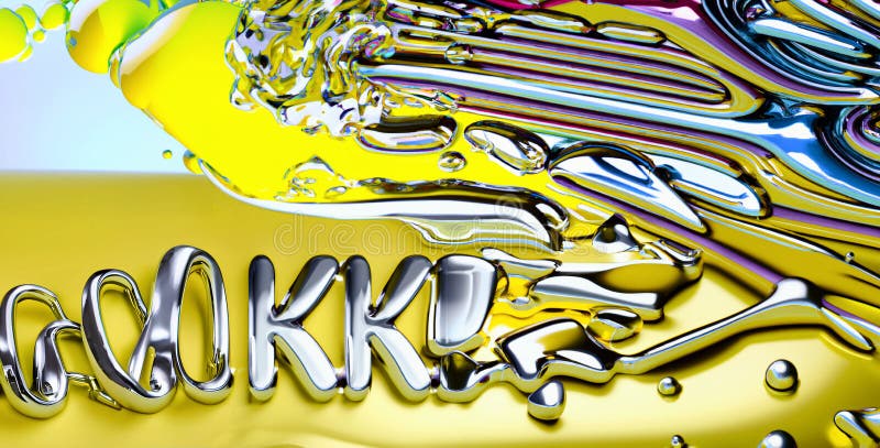 Y2K Style Metal Chrome Liquid Fluid Water on Yellow Surface, Generative ...
