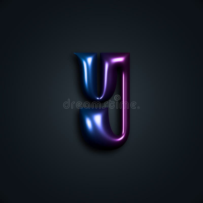 Y Letter with 3D Chrome Effect. Vector Font Element in Gradient Metal ...