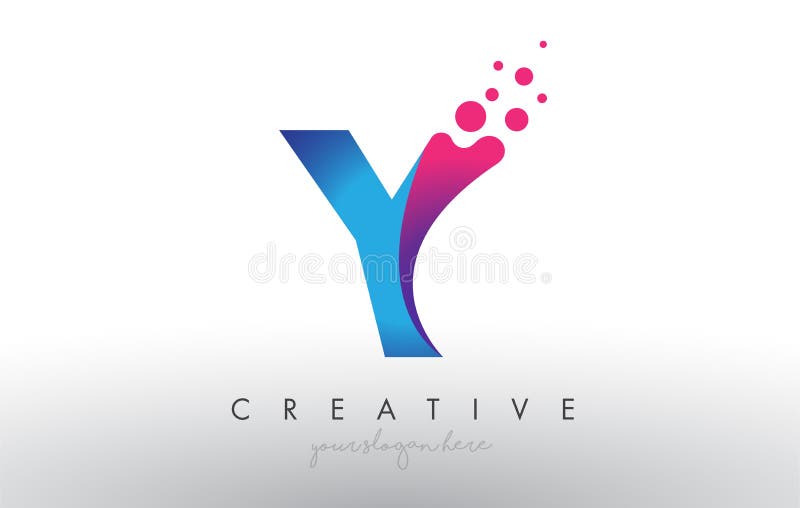 Y Letter Design with Creative Dots Bubble Circles and Blue Pink Colors ...