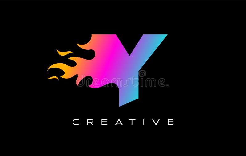 Y Letter Flame Logo Design. Fire Logo Lettering Concept Stock Vector ...