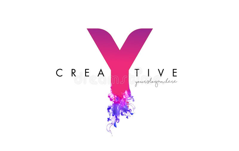 Y Letter Logo Design with Ink Cloud Flowing Texture. Stock Vector ...