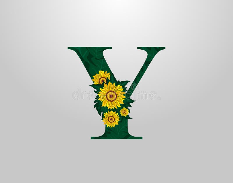 Y Letter with Sunflower Vector Design. Flower Y Logo Icon Stock ...