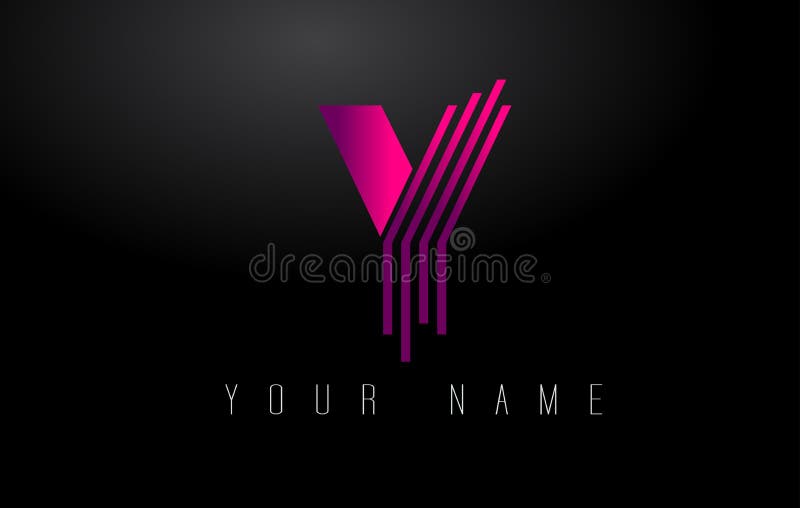 Y Magenta Lines Letter Logo. Creative Line Letters Vector Template ...