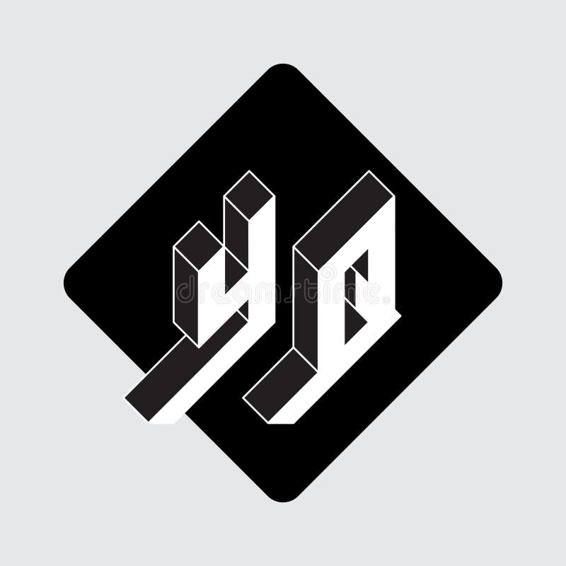 Y and Q - Monogram or Logotype. Isometric 3d Font for Design. Three ...