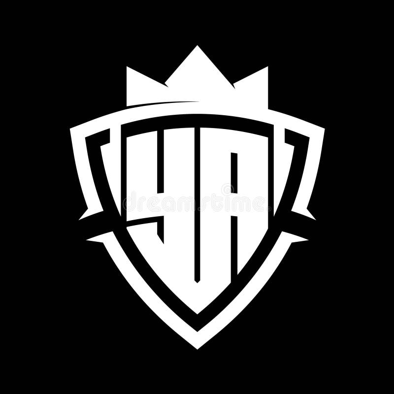 YA Letter Monogram with Triangle Curve Shield Shape with Crown White ...