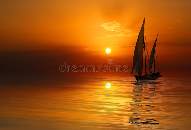 Tall Ship at Sunset stock illustration. Illustration of vessel - 2713827