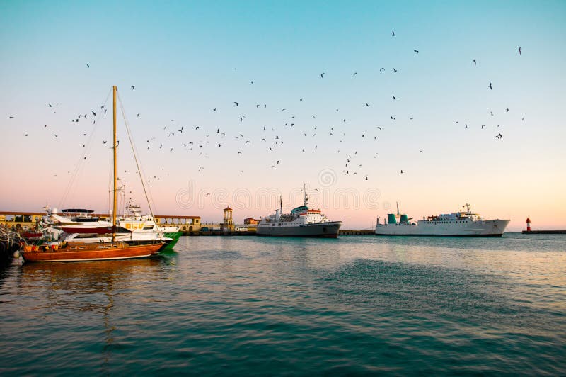 Yacht alongside the dock. stock image. Image of dock - 10748237