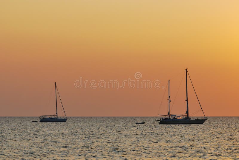Yacht at the Beach during Sunset Stock Image - Image of beach ...