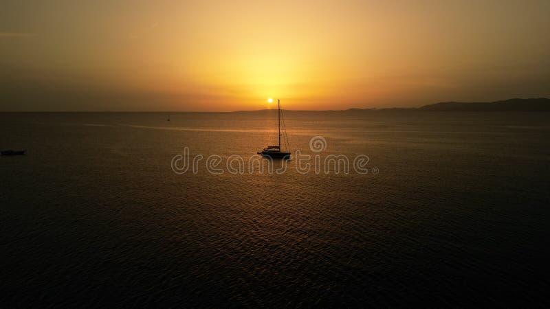 Yacht in the Calm Sea at Golden Hour Stock Photo - Image of season ...