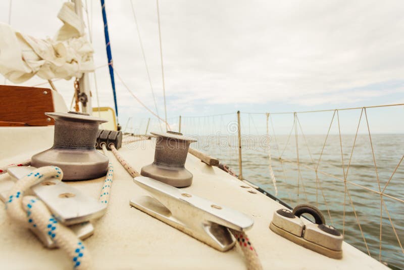 Yacht Capstan on Sailing Boat during Cruise Stock Photo - Image of ...