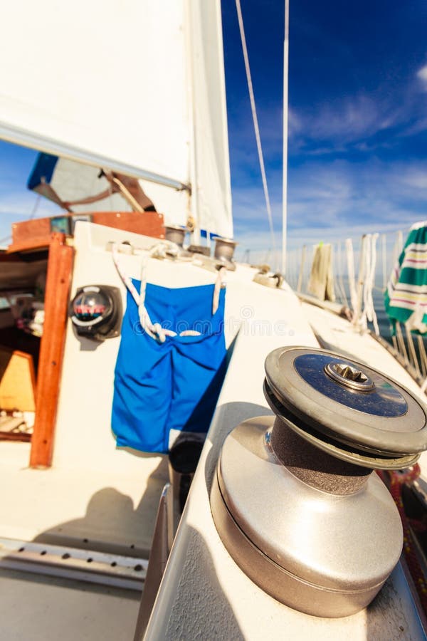 Yacht Capstan on Sailing Boat during Cruise Stock Photo - Image of ...