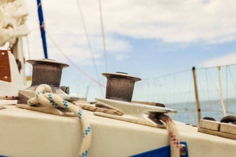 Yacht Capstan on Sailing Boat during Cruise Stock Image - Image of ...