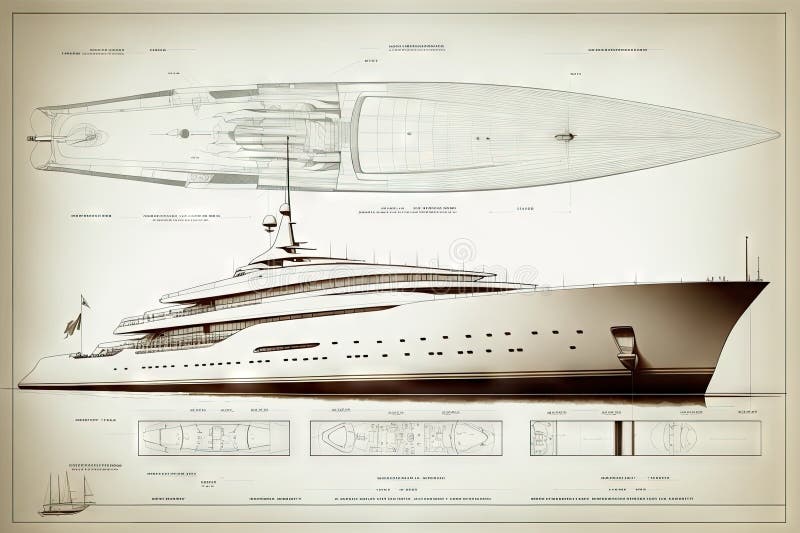 Yacht Design Drawn with Architectural Drawings for Inspiration and ...