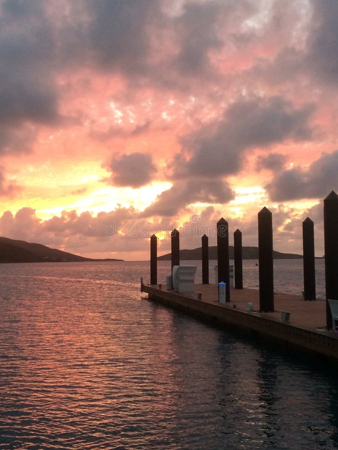 Yacht Dock at Sunset British Virgin Islands Stock Image - Image of ...