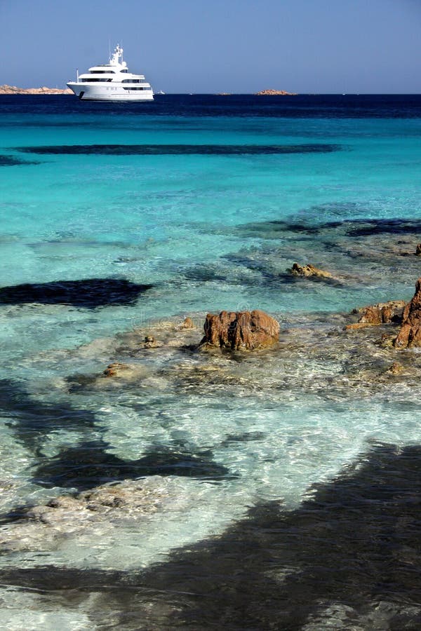 Yacht in an emerald sea stock image. Image of luxury - 35857799
