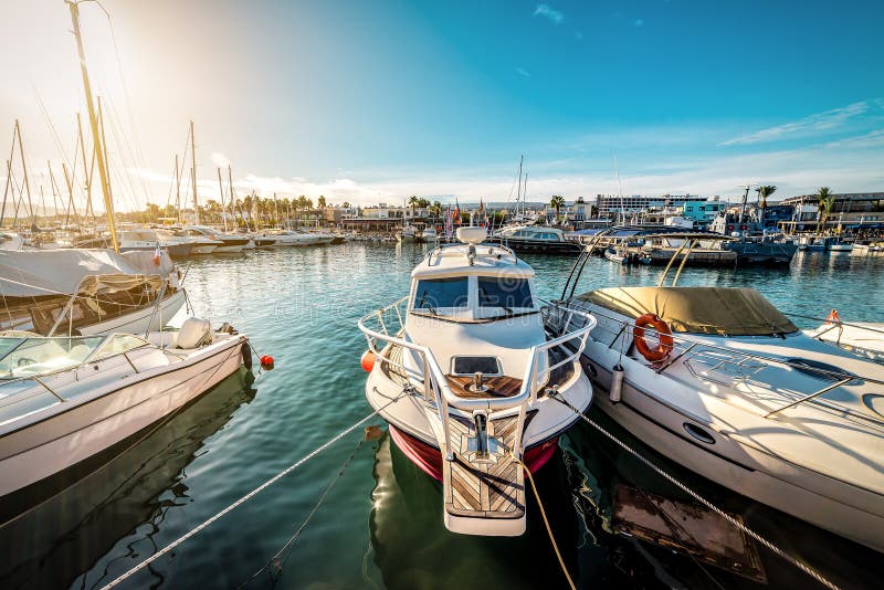 Yacht in the Harbor Under Sunlight Stock Image - Image of transport ...