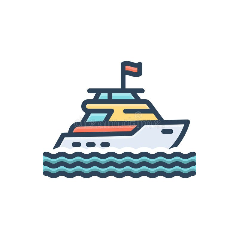 Color Illustration Icon for Yacht, Sailboat and Boat Stock Illustration ...