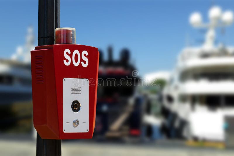 Yacht Marina Security System. Alarm Button. Stock Photo - Image of ...