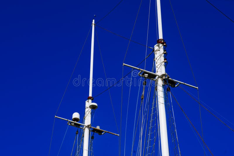 Yacht Mast on Blue Sky Background Stock Photo - Image of background ...