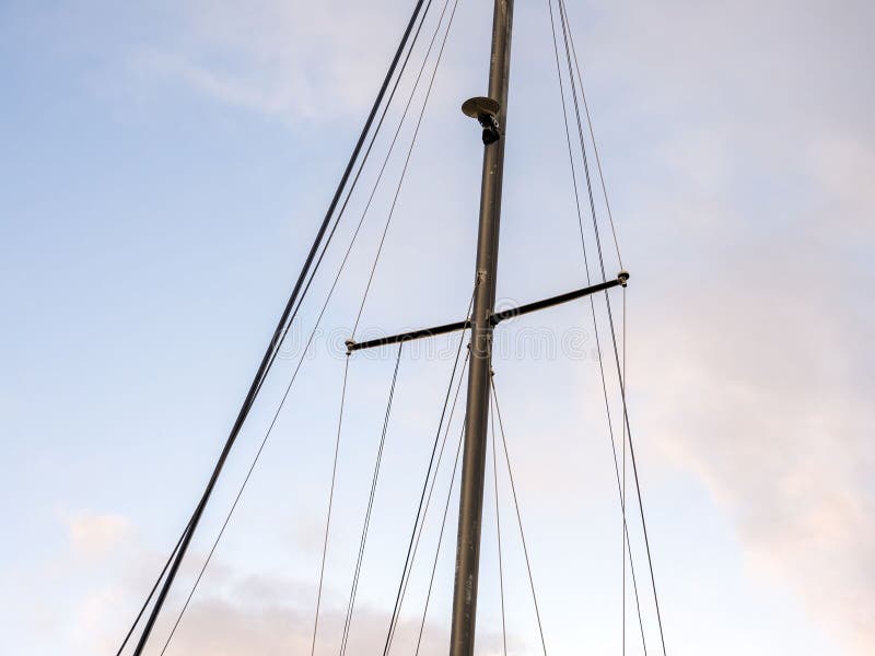 Yacht Mast with Ropes with Sky in the Background. Stock Photo - Image ...