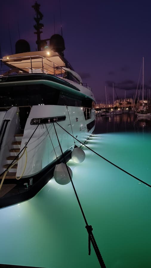 Yacht night glow ðŸŒŸ editorial stock image. Image of glow - 265967684