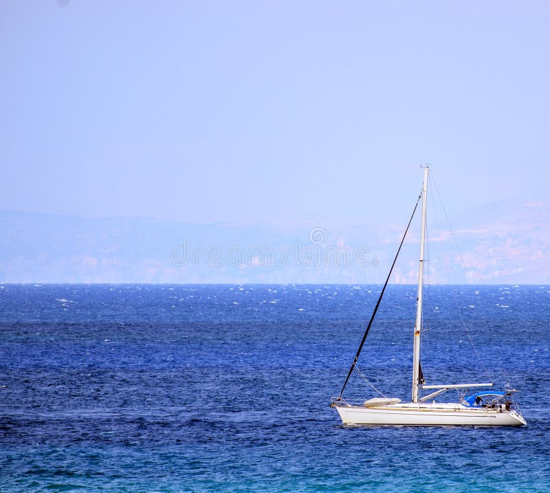 Yacht at open sea stock photo. Image of relax, horizon - 151758172