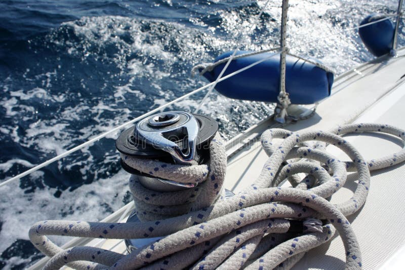Sailing. Racing Yacht in the Mediterranean Sea on Blue Sky Background ...