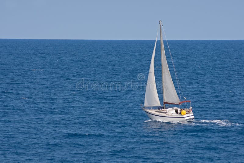 Yacht Sailing in Blue Ocean Stock Image - Image of transport, outdoors ...