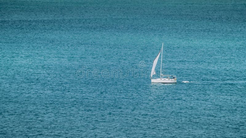 Yacht Sailing on Blue Ocean Stock Image - Image of white, zealand ...