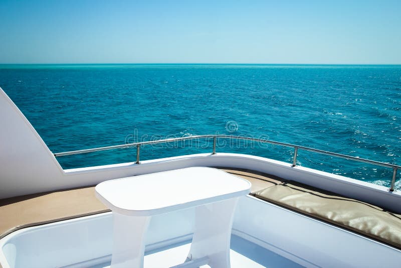 A Yacht at Sea Table on the Deck Rest in a Ship for Vip Persons on ...