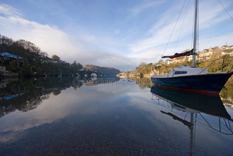 Yacht on the Voss South Hams Devon Stock Photo - Image of keel, church ...