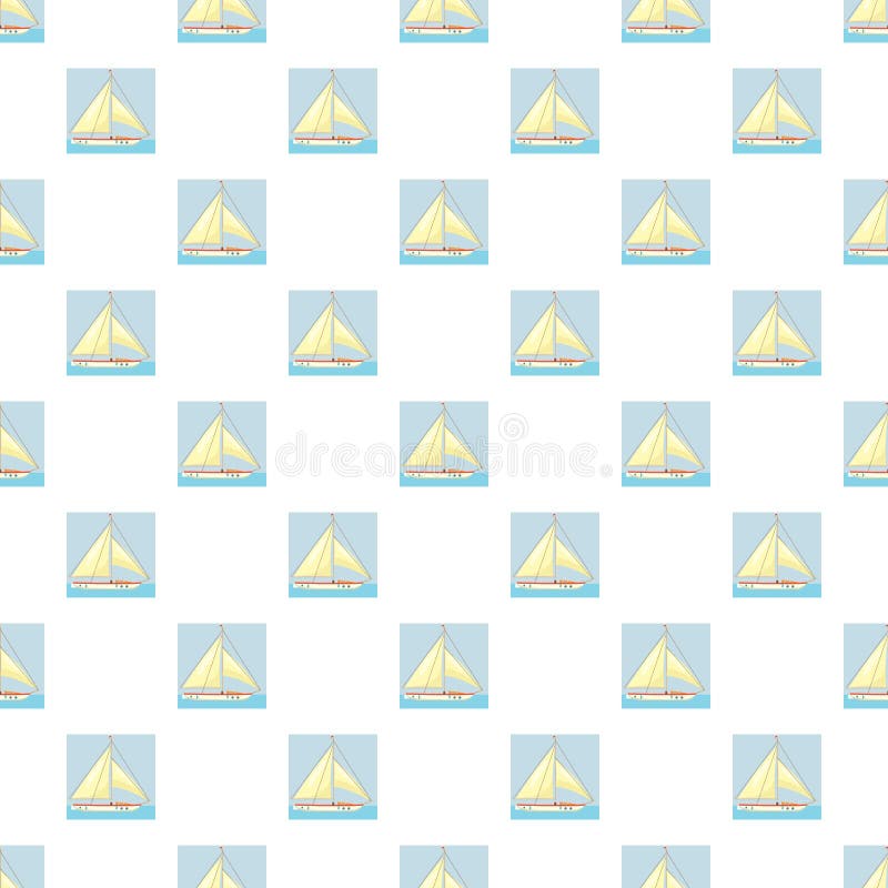 Yacht with White Sails Pattern Stock Vector - Illustration of romantic ...