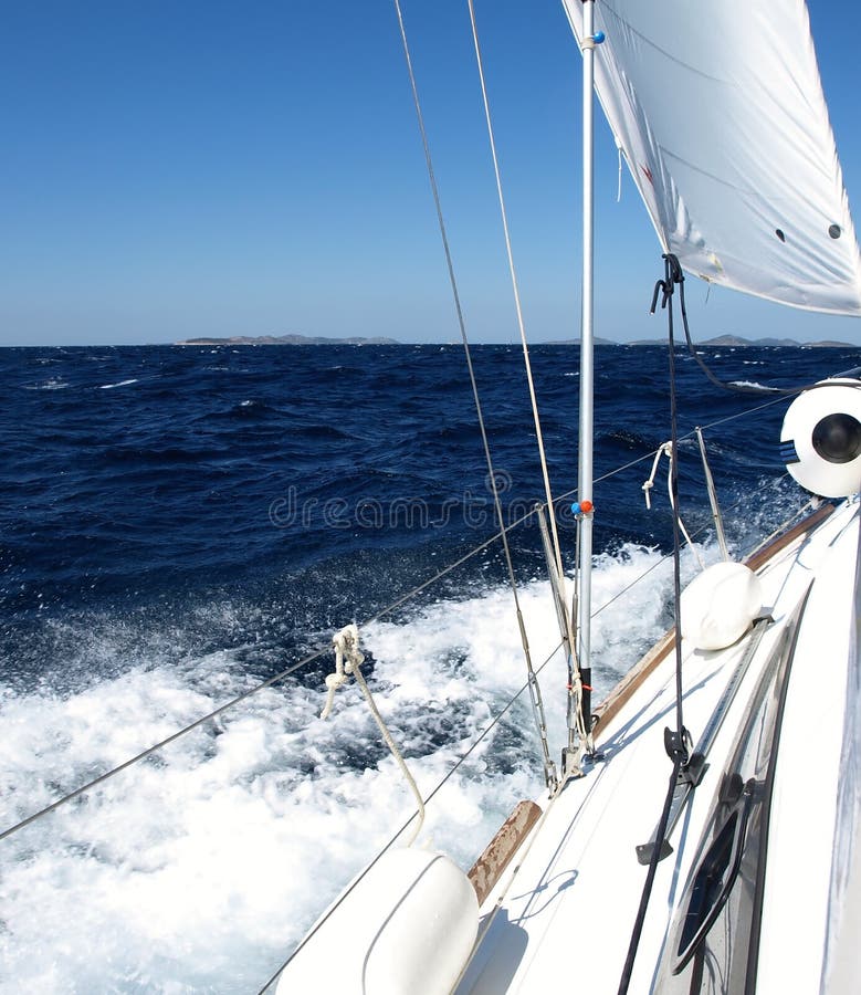 View from the Yacht in the Wind at Sea Stock Image - Image of cruise ...
