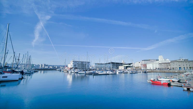 Yachts Docking at Port; Blue Seashore Stock Photo - Image of boat, port ...