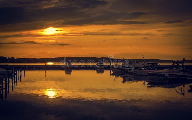Harbor sunset view editorial stock photo. Image of fishing - 76796898
