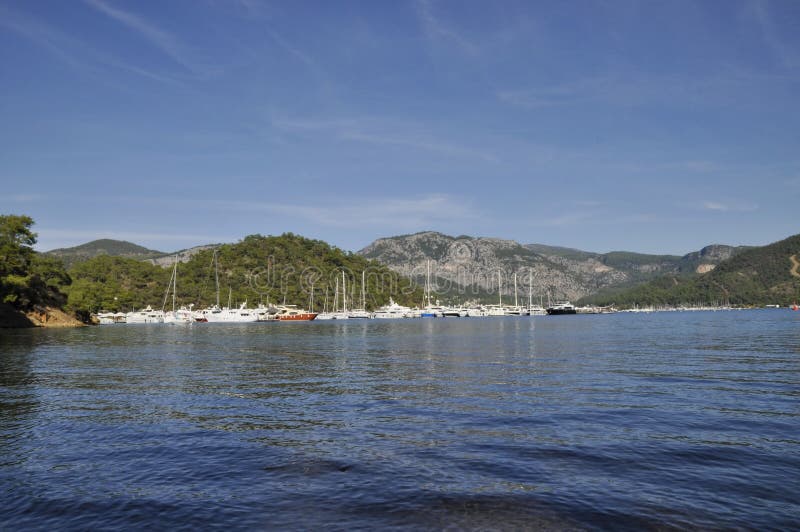 Yachts Moored in Gocek Marina Stock Photo - Image of landscape, mugla ...