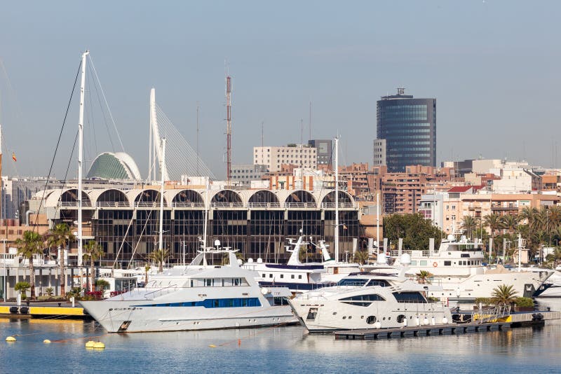 Yachts in the Port of Valencia, Spain Stock Photo - Image of cityscape ...
