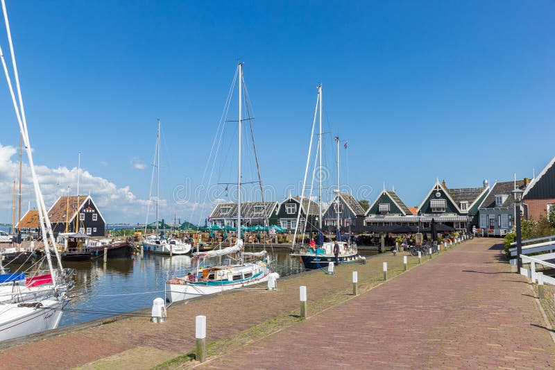 Yachts and Restaurants in the Harbor of Marken Editorial Photo - Image ...