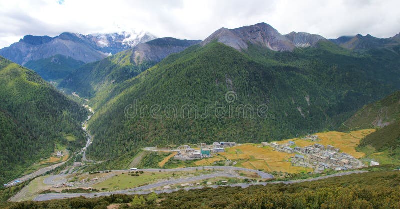Yading scenery stock image. Image of village, scenery - 60045565